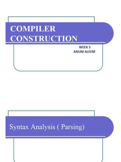 Cc Lec 5 Week 5 Cfgs Pdf Parsing Computer Science