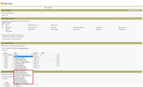 Crm My Account Views Product Metrics Filters Include No Metrics Products Veeva Product Support