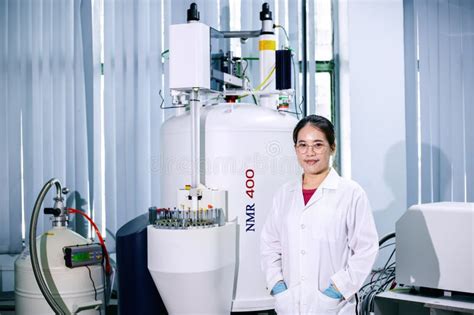 A Researcher Portrait With Nuclear Magnetic Resonance Spectroscopy Instrumentation Nmr In The