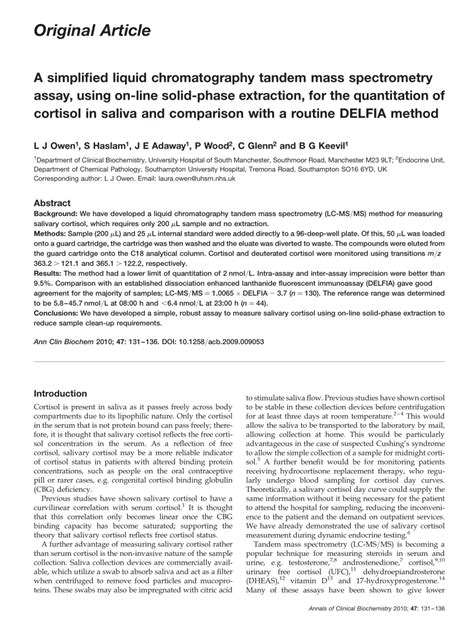 Pdf A Simplified Liquid Chromatography Tandem Mass Spectrometry Assay Using On Line Solid