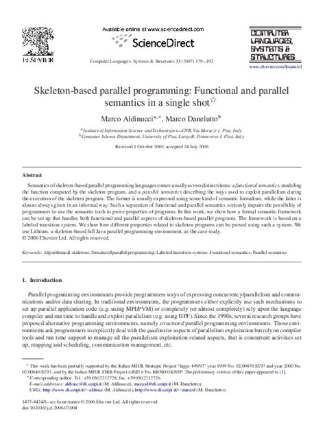 Pdf Skeleton Based Parallel Programming Functional And Parallel