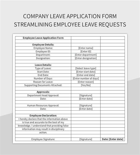 Company Leave Application Form Streamlining Employee Leave Requests
