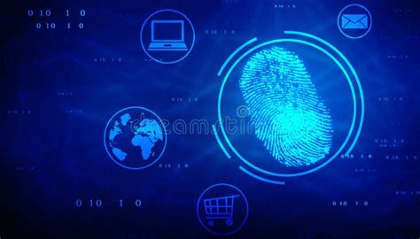 Abstract Security System Concept With Fingerprint On Technology Background Biometric