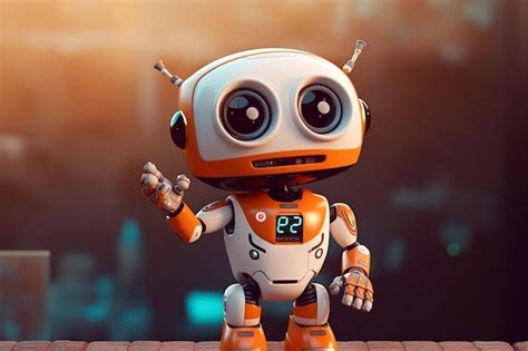 Premium AI Image Cute Robot Space Pointer Generative AI