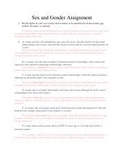 Sex And Gender Assignment 1 Pdf Sex And Gender Assignment 1 Briefly Define In Your Own Words
