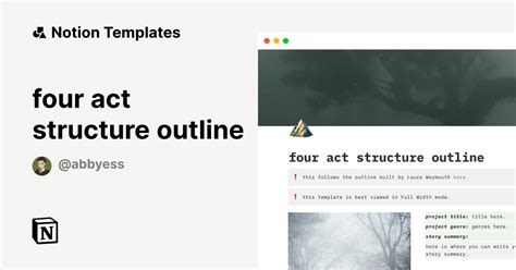 Four Act Structure Outline Template By Abby Ess Notion Marketplace