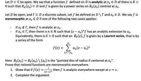 solved let d⊂c be open we say that a function f defined on