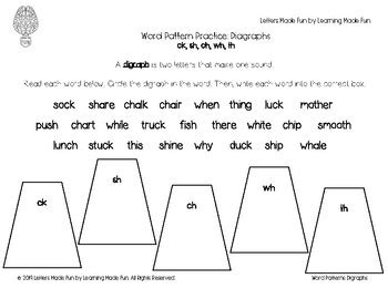 Digraph Word Sort Ck Sh Ch Wh Th TPT