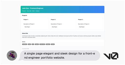 A Single Page Elegant And Sleek Design For A Front End Engineer Portfolio Website A Shadcnui