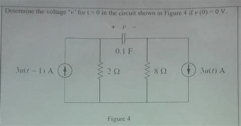 solved determine the voltage v for t 0 in the circuit