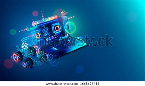 Arduino Diy Robot Connection Laptop Programming Stock Vector Royalty