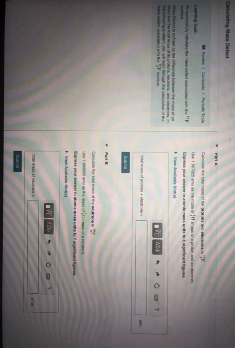 solved calculating mass defect part a review constants i