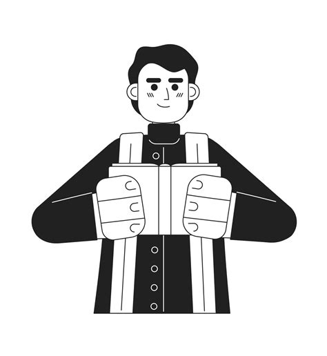 Hindu Priest Monochromatic Flat Vector Character Indian Man Preacher Religious Leader Hindu