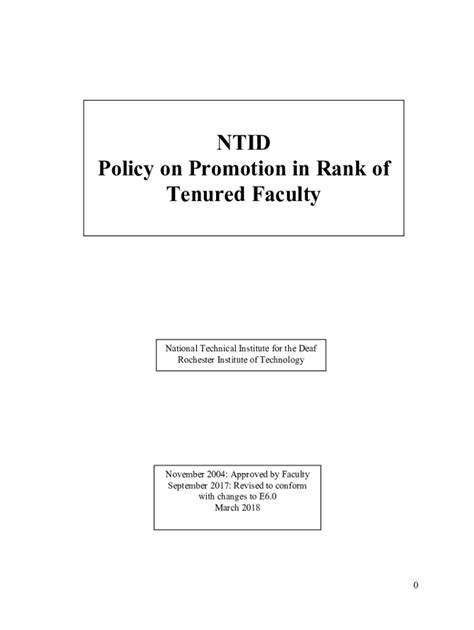 Fillable Online Ntid Policy On Promotion In Rank Of Tenured Faculty Rochester Fax Email