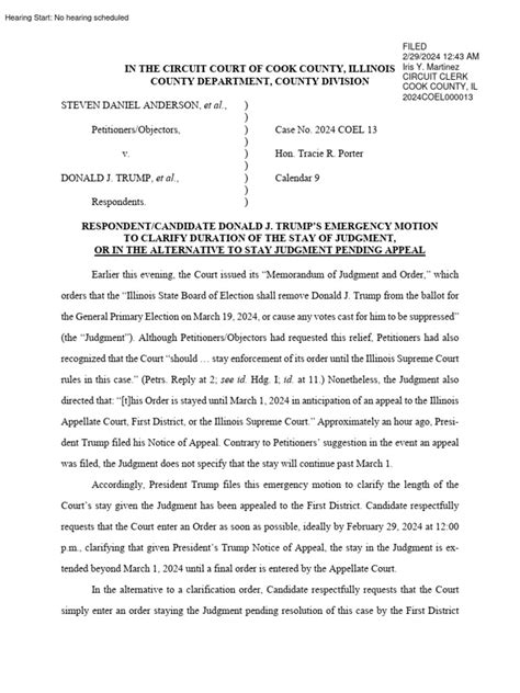 Trump Clarification Request Pdf Supreme Court Of The United States Appeal