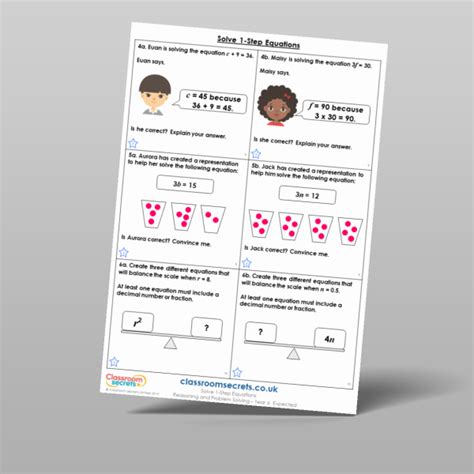 Year 6 Solve 1 Step Equations Reasoning And Problem Solving Resource Classroom Secrets