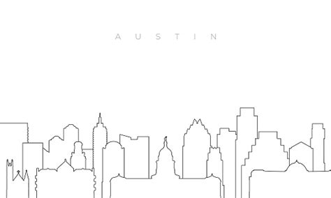 오스틴 스카이 라인을 개략적으로 설명합니다 오스틴 도시 건물과 라인 스타일의 랜드 마크가있는 트렌디 한 템플릿 스톡 벡터 디자인 오스틴 텍사스에 대한 스톡 벡터 아트 및