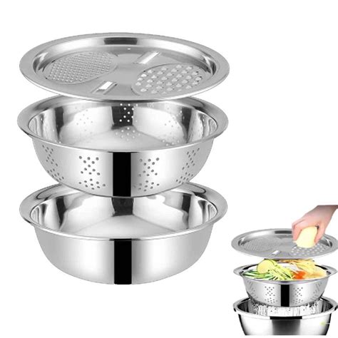Xiying Multifunctional Stainless Steel Colander Filter Set 3 Piece