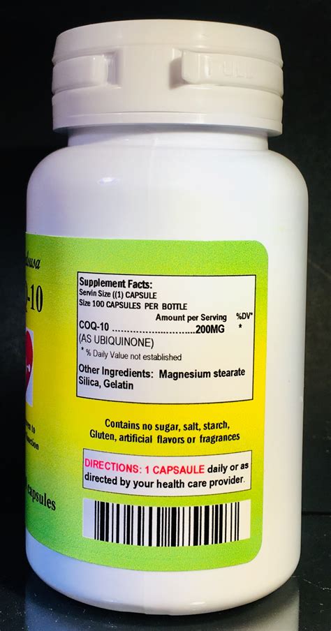 Coq 10 Coq10 Co Q10 Co Enzyme 200mg Anti Oxidant 100 Capsules