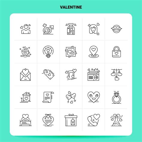 Outline 25 Valentine Icon Set Vector Line Style Design Black Icons Set Linear Pictogram Pack Web