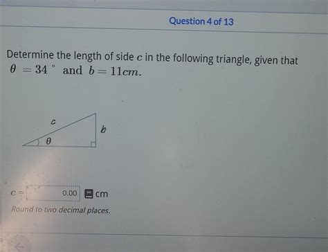 Solved Determine The Length Of Side C In The Following Chegg Com