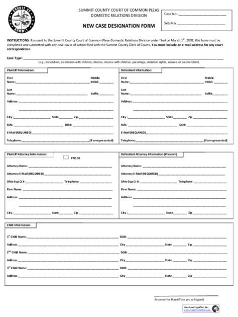 Fillable Online Summit County Court Of Common Pleas Domestic