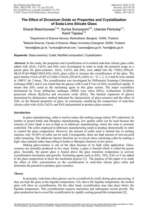 Pdf The Effect Of Zirconium Oxide On Properties And Crystallization