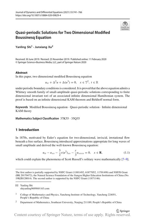 Quasi Periodic Solutions For Two Dimensional Modified Boussinesq