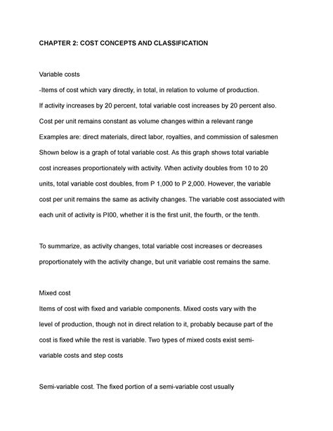 CH COST Concepts Classification PART CHAPTER COST CONCEPTS AND CLASSIFICATION