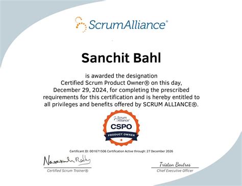 Agile Scrum Cspo Certified Scrum Product Owner Learning Achievement Continuousimprovement