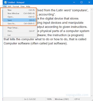 COPA Guide How To Use Notepad Text Editor