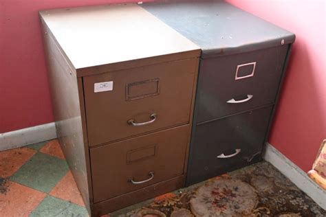 Two 2 Drawer Metal Filing Cabinets