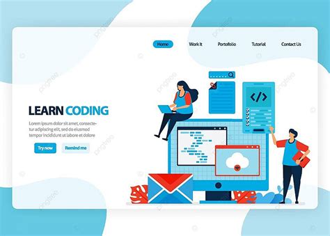 Flat Vector Programming Homepage For App Development Program Debug