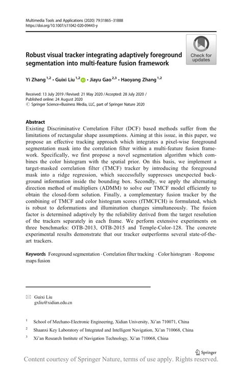 Robust Visual Tracker Integrating Adaptively Foreground Segmentation Into Multi Feature Fusion