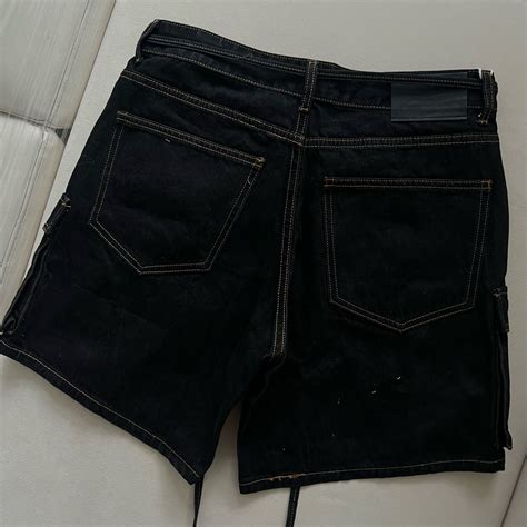 Cargo Wide Leg Denim Shorts Raw Black Amrish