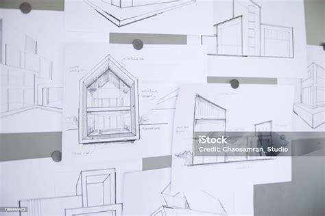 건축가 설계 엔지니어 스케치 드로잉 초안 작업 원근 스케치 설계 주택 건설 프로젝트 0명에 대한 스톡 사진 및 기타 이미지 0명 개념 건설 산업 Istock