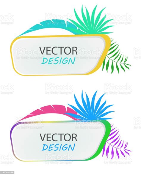 종 려를 가진 벡터 배너 나뭇잎 열 대 배너의 디자인입니다 종 려를 가진 텍스트 프레임 나뭇잎 배너에 대 한 벡터 프레임입니다