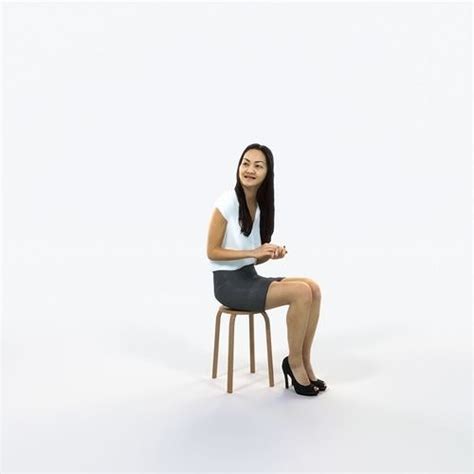 3d Model Passion 18d Observing Clapping East Asian Sitting Casual Woman