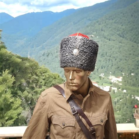 Vintage Winter Faux Fur Hat Soviet Army Design Hat Soviet Soldier