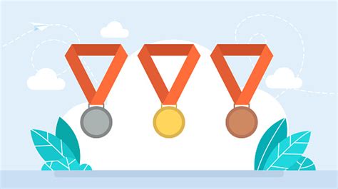 빨간 리본에 금 은 동메달 챔피언 및 우승자 상 메달 1위 2위 3위 트로피 챔피언십 보상 콘테스트 업적 승리 경쟁 벡터 그림 1에 대한 스톡 벡터 아트 및 기타 이미지