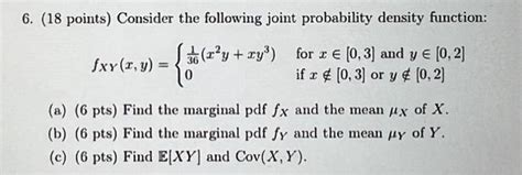 Solved 6 18 Points Consider The Following Joint Proba