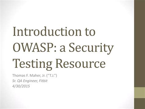 Introduction To Owasp Ppt