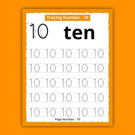 유치원 아이들을 위한 숫자 추적 워크시트 프리미엄 벡터