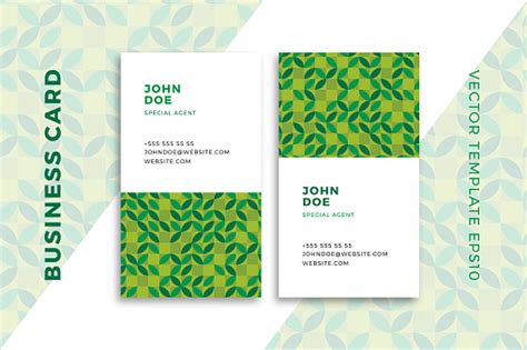 기하학적 패턴의 트렌디 한 명함 수직 템플릿 현대적인 녹지 기하학적 배경을 가진 우아한 기업 문구 모형 샘플 텍스트가 있는