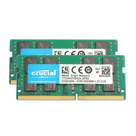 Crucial 64gb Kit 2x 32gb Ddr4 3200mhz Sodimm 260pin Memory Ram
