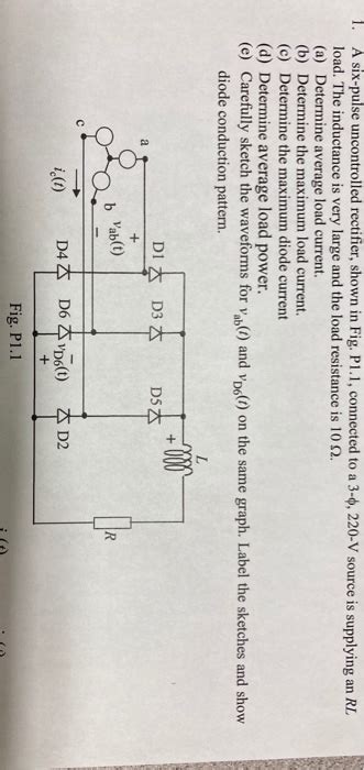 Solved 1 A Six Pulse Uncontrolled Rectifier Shown In Fig