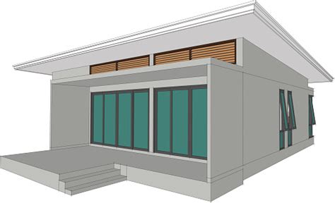 추상적인 3d 하우스 와이어 프레임벡터 일러스트 레이 션의 렌더링 3차원 형태에 대한 스톡 벡터 아트 및 기타 이미지 3차원 형태 건물 정면 은행 Istock