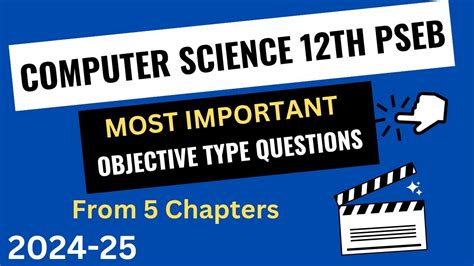 Pseb Computer Science 12th Class Most Important Objective Type