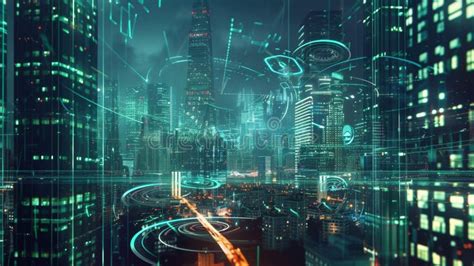 Futuristic Smart City With Digital Web Network Future In Cyberspace Technology Sci Fi Concept