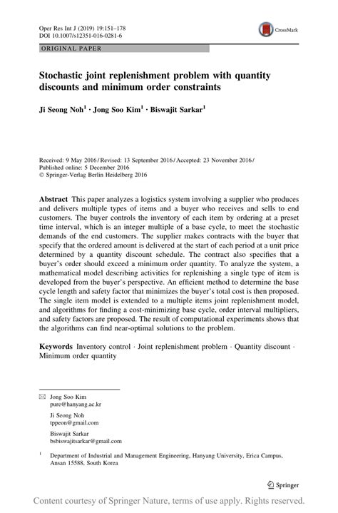Stochastic Joint Replenishment Problem With Quantity Discounts And